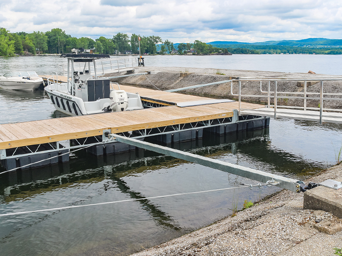 Dock of dreams: This boat dock isn't just a launch point, it's a gateway to aquatic adventures. Lake Champlain, here we come! 