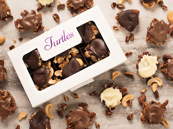 Chocolate turtles: Where pecans go to fulfill their sweet destiny. Resistance is futile!