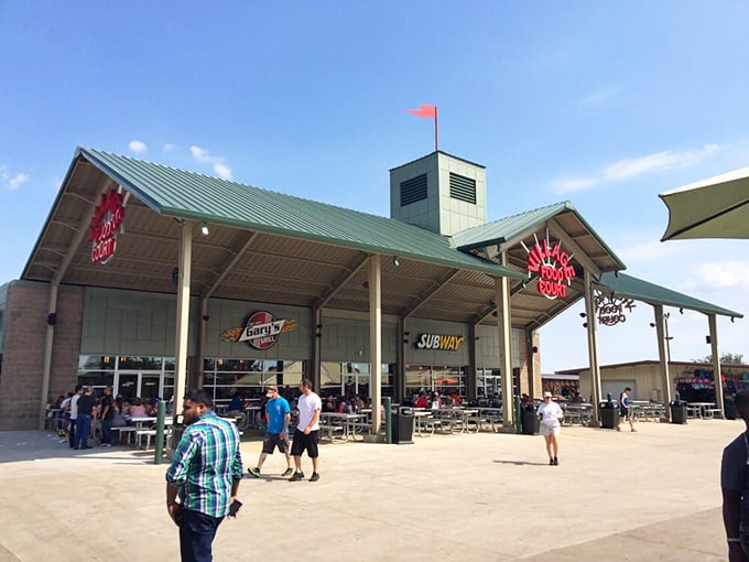 Refuel and recharge! This food court offers a smorgasbord of options to satisfy any craving between bargain hunts.