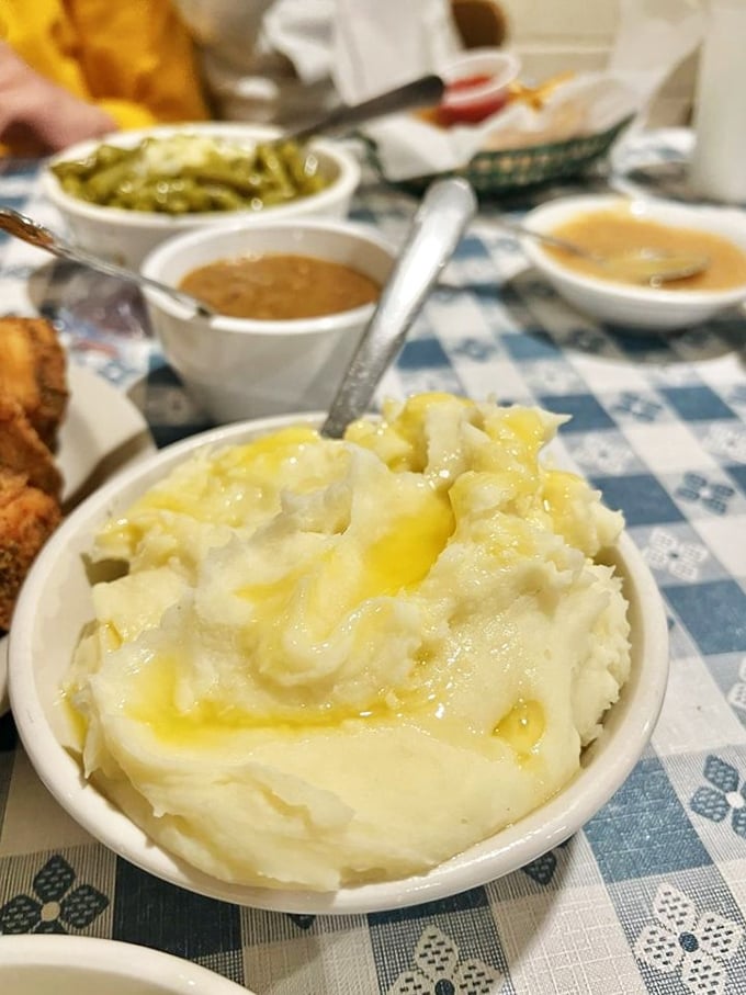 Mashed potato perfection! This creamy mountain of comfort is begging for a gravy waterfall. Spoons at the ready!