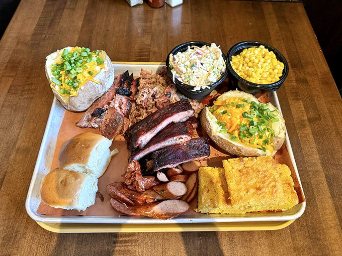 Feast fit for royalty! This spread at Joe's is enough to make you feel like the king or queen of BBQ land.