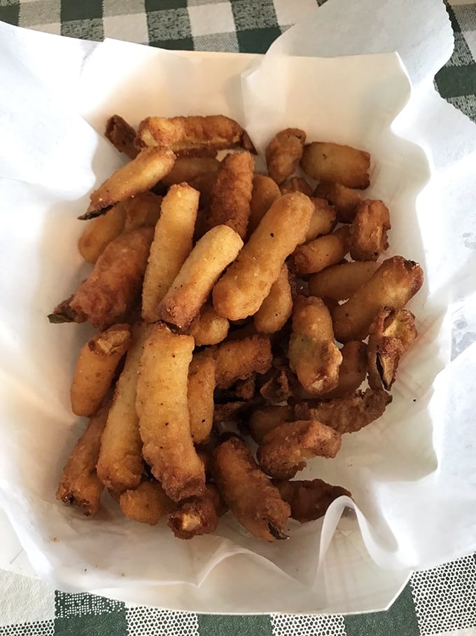 Pucker up for these crispy pickle spears! They're like regular pickles that decided to dress up for a night out. Tangy, crunchy, and ready to party.