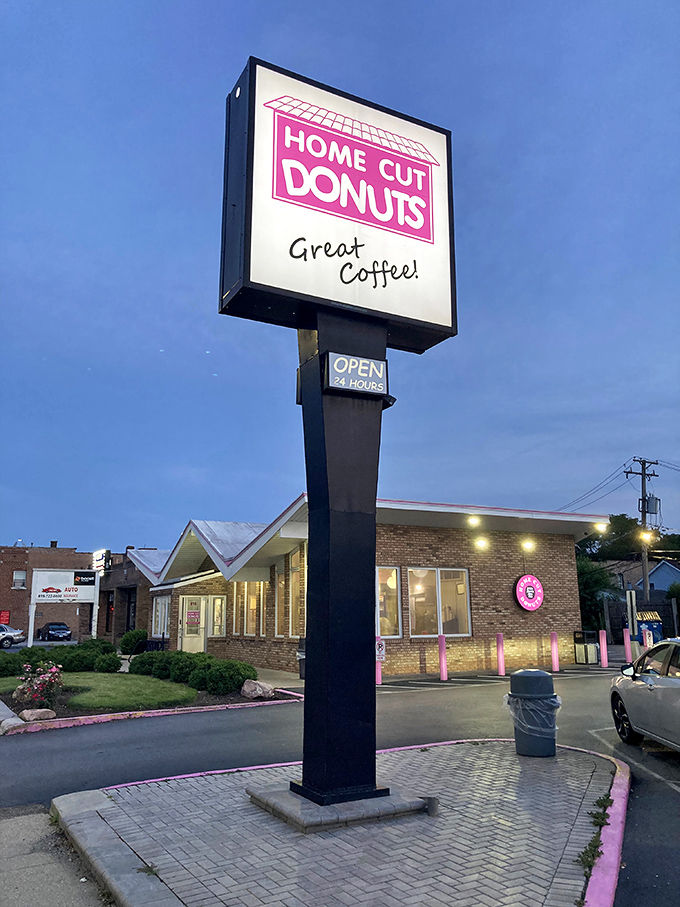 A beacon of hope in a carb-deprived world! This sign is like a lighthouse, guiding hungry souls to their sugary salvation 24/7.