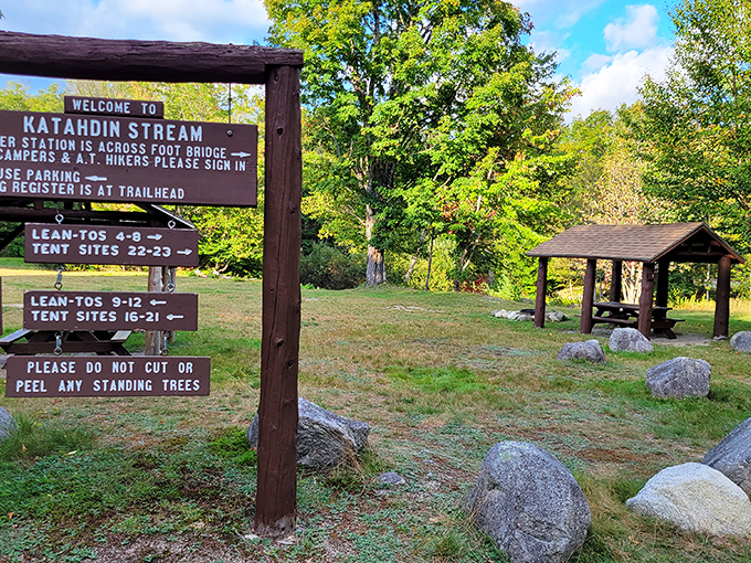 Katahdin Stream Campground: Where the signs point to adventure, and every trail promises a story worth telling.