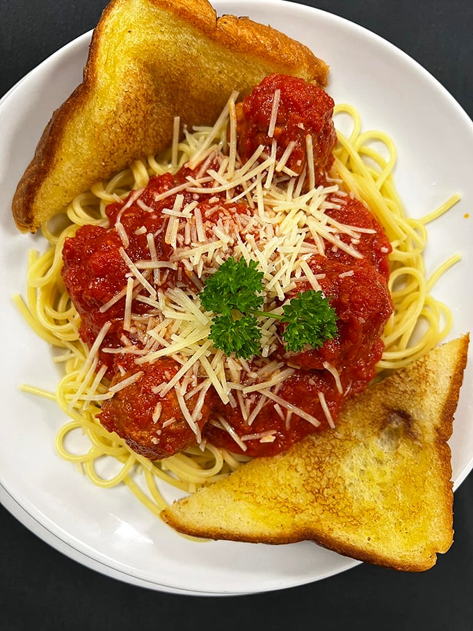 Spaghetti and meatballs: The ultimate comfort food gets a gourmet makeover. Lady and the Tramp would approve.