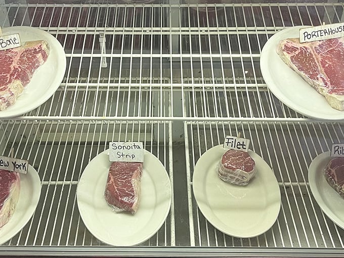 Meat museum or dinner menu? At The Steak Out, it's a delicious bit of both. Choose your fighter – er, dinner – wisely!