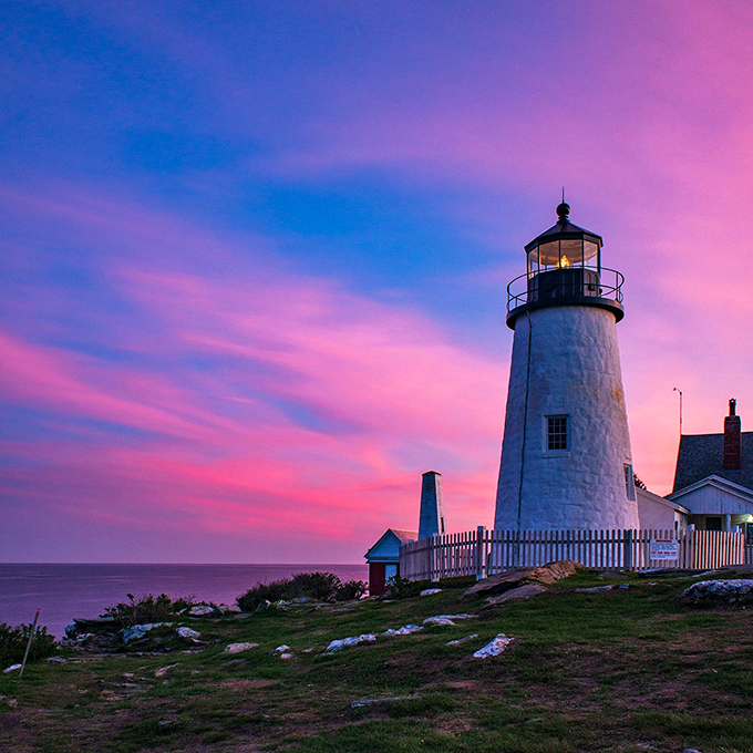 Cotton candy skies and a stoic sentinel. This sunset scene is so perfect, it looks like Mother Nature's been taking painting lessons.