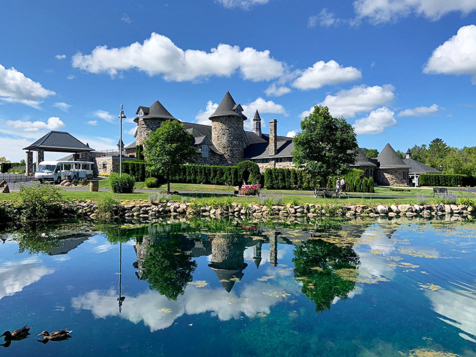 Mirror, mirror, on the pond... Castle Farms reflects its beauty, creating a double dose of enchantment that would make any Disney princess swoon.