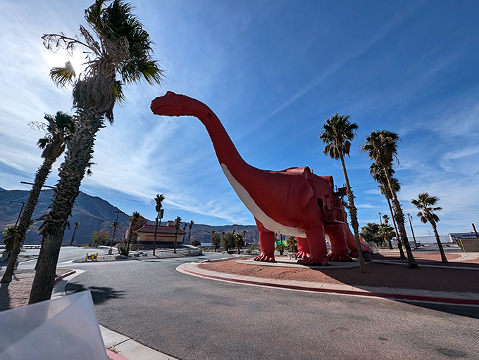 Move over, Godzilla! This crimson colossus is the new king of the concrete jungle.