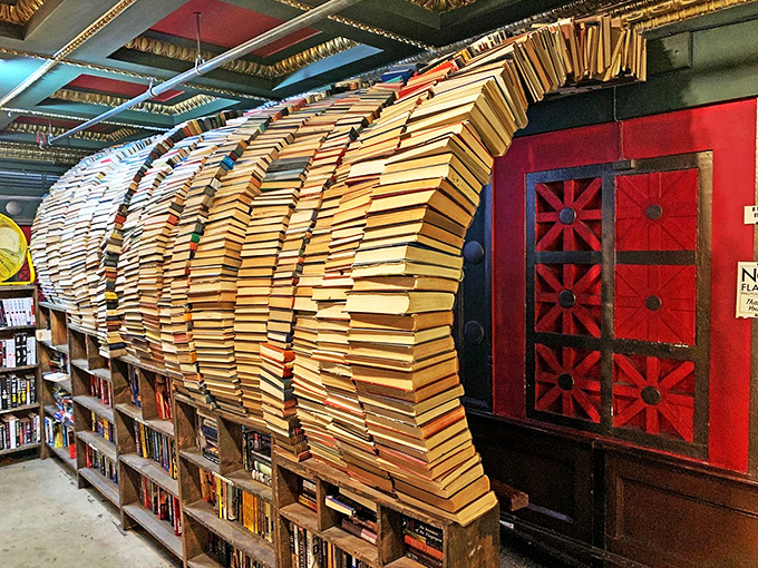 Is it a wave? Is it a tunnel? No, it's a book sculpture! This mind-bending creation proves that books can transport you in more ways than one.