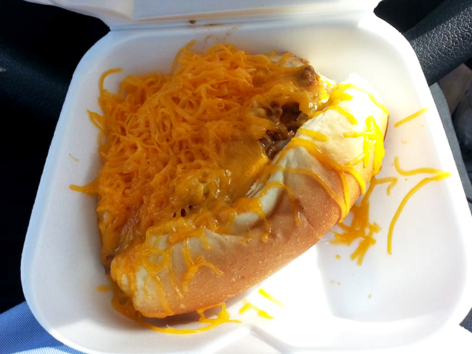 The humble hot dog, elevated to art form. This cheese coney is Cincinnati's answer to the question, "What's for lunch?"