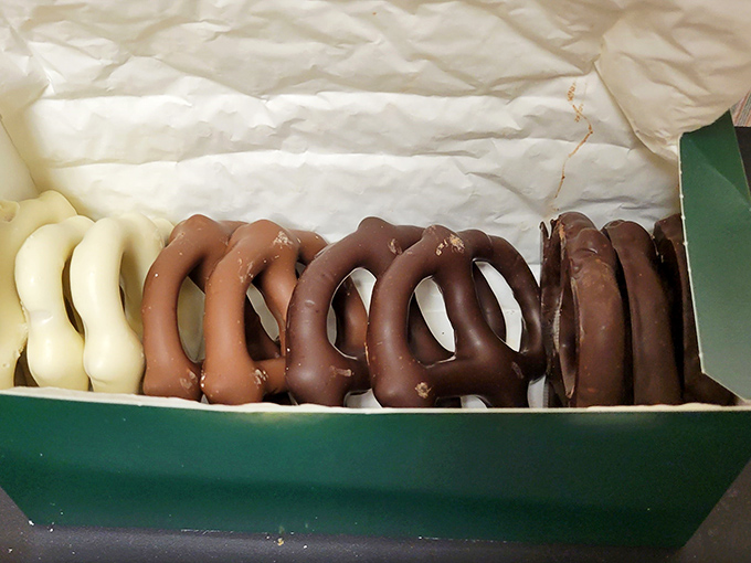 Chocolate-covered pretzels in every shade of yum. It's like a delicious rainbow you can actually taste.