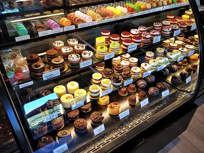 A dessert case that would make Marie Antoinette say, "Let them eat chocolate!" These treats are fit for royalty.