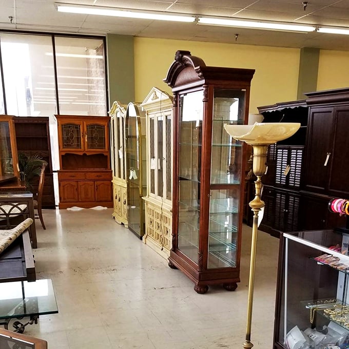 Display case bonanza! These elegant cabinets are just begging to showcase your prized collection of... well, whatever you decide to start collecting now.