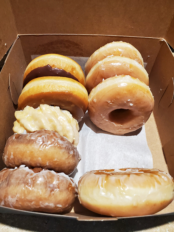A box of joy, to go! These assorted donuts are like a portable party, ready to turn any gathering into a celebration of fried dough.