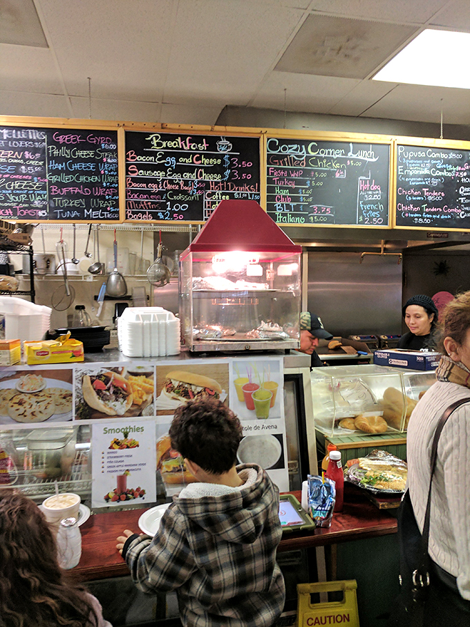 Fuel up for treasure hunting! This no-frills food court serves up comfort classics with a side of people-watching entertainment.