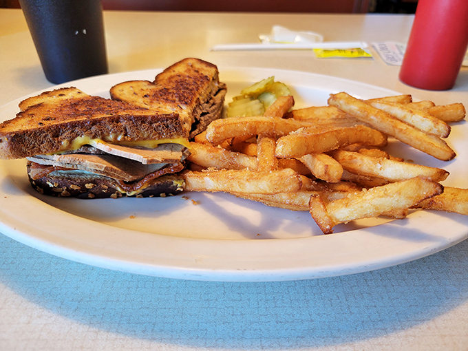 The ultimate comfort food combo. This sandwich and fries duo is like a warm hug for your taste buds.