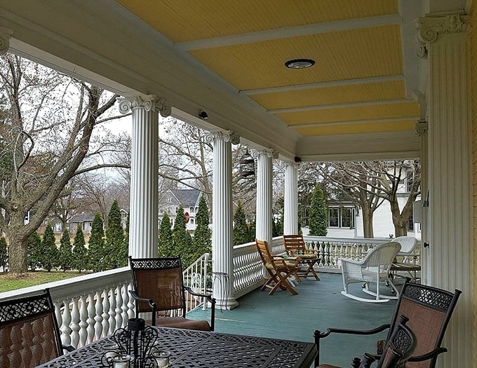 The greatest porch on Earth? It just might be. Grab a rocking chair and watch the world go by at a decidedly un-21st century pace.