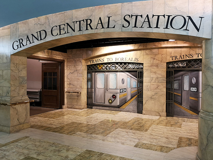 All aboard the innovation express! Epic's faux train station proves that creativity can take you places - even if you're standing still.