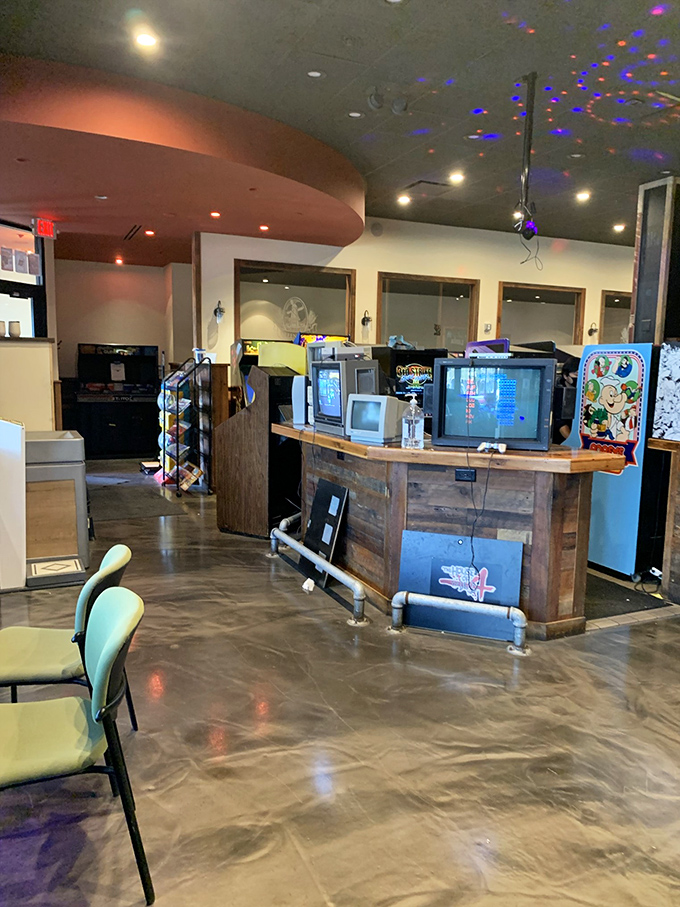 The command center of nostalgia. It's not just an arcade; it's a full-sensory trip to the days when "social media" meant gathering around a game.