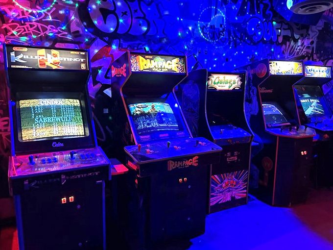 Behold, the altar of arcade addiction! These machines aren't just games; they're time capsules waiting to transport you back to simpler times.