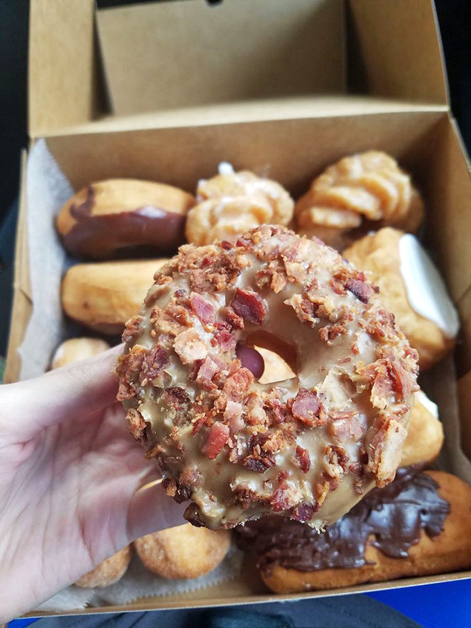 The breakfast of champions! This maple bacon donut is the lovechild of a pancake breakfast and a donut &ndash; a match made in flavor heaven.