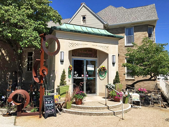 The facade that launched a thousand Instagram posts! Skeleton Key's exterior is an inviting blend of vintage charm and modern whimsy. Indiana Jones, eat your heart out!