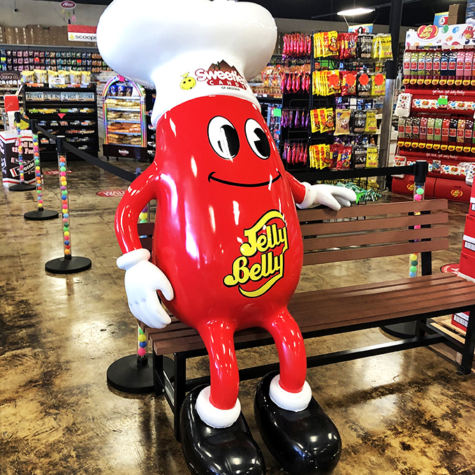 Meet the guardian of gummy bears and protector of peppermints! This Jelly Belly mascot is living his best life, one bean at a time.
