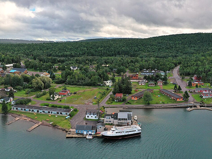 Copper Harbor: Where the road ends and adventure begins! Even the schoolhouse looks ready for an excursion.