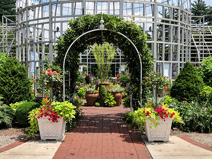 Greenhouse glam! This conservatory is dressed to impress, like it's ready for a botanical red carpet event.