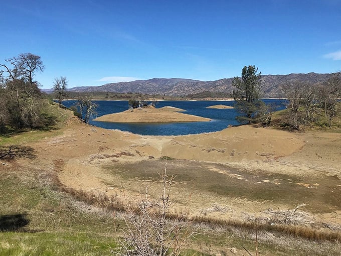 Clear waters, mysterious drain: Berryessa's beauty is punctuated by its fascinating spillway &ndash; nature meets engineering.