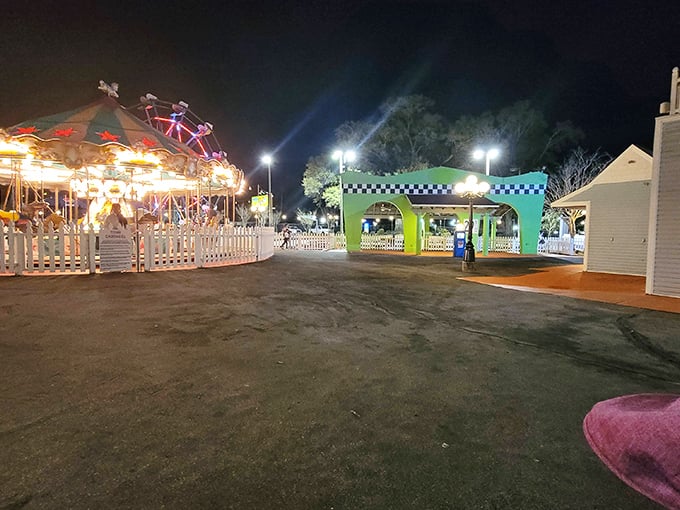 When the sun goes down, the fun lights up! This nighttime scene is like a firefly disco for the young and young-at-heart.