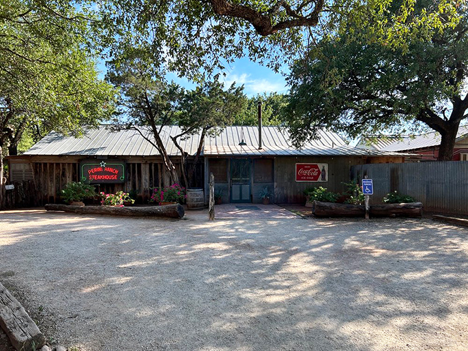 The gateway to grilled greatness. This unassuming entrance leads to some of the best steaks this side of the Pecos.