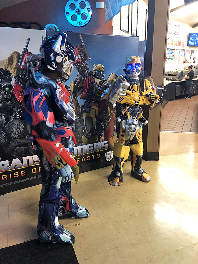Autobots, roll out... to the concession stand! These larger-than-life Transformers are ready to guard your popcorn and protect your viewing experience.