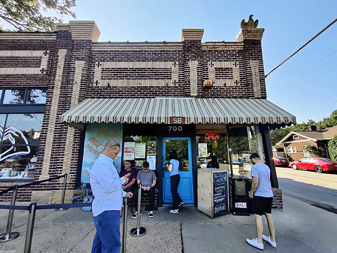 Line out the door? Must be Sky Blue Cafe! Where waiting for breakfast is part of the Nashville morning soundtrack.