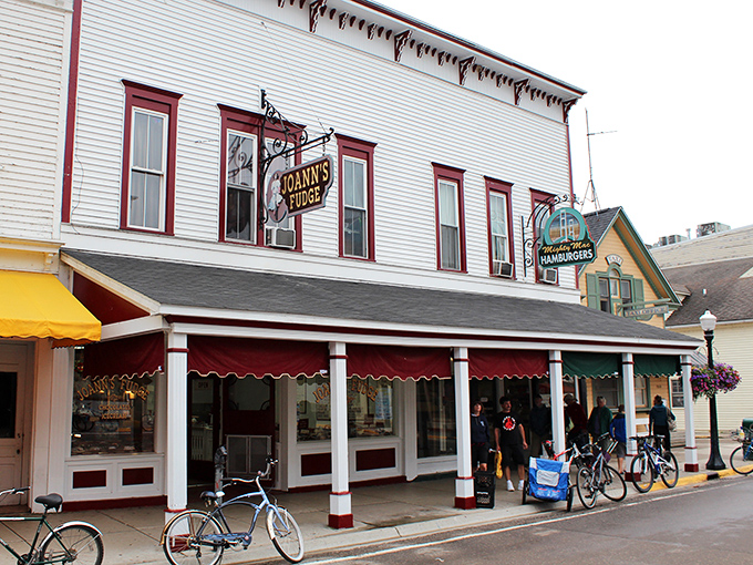 Fudge central, dead ahead! Joann's storefront is like a lighthouse guiding sweet-toothed sailors to sugary shores. Abandon diets, all ye who enter here!