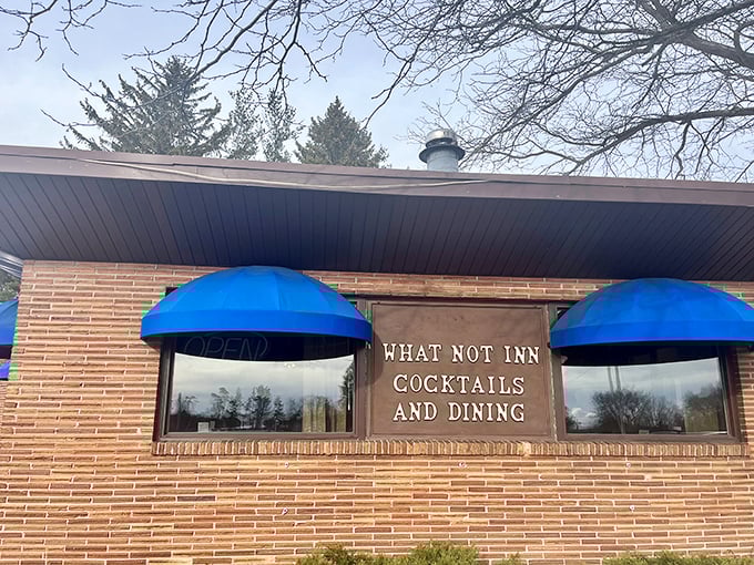 The What-Not Inn: Where good times and great food are always on the menu. Those blue awnings are like a beacon of deliciousness!
