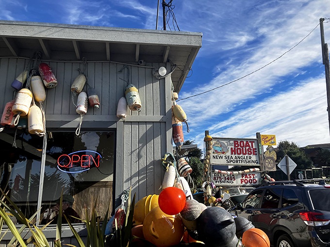 The Boat House: where buoys go to retire and become part of the most Instagram-worthy facade in Bodega Bay.