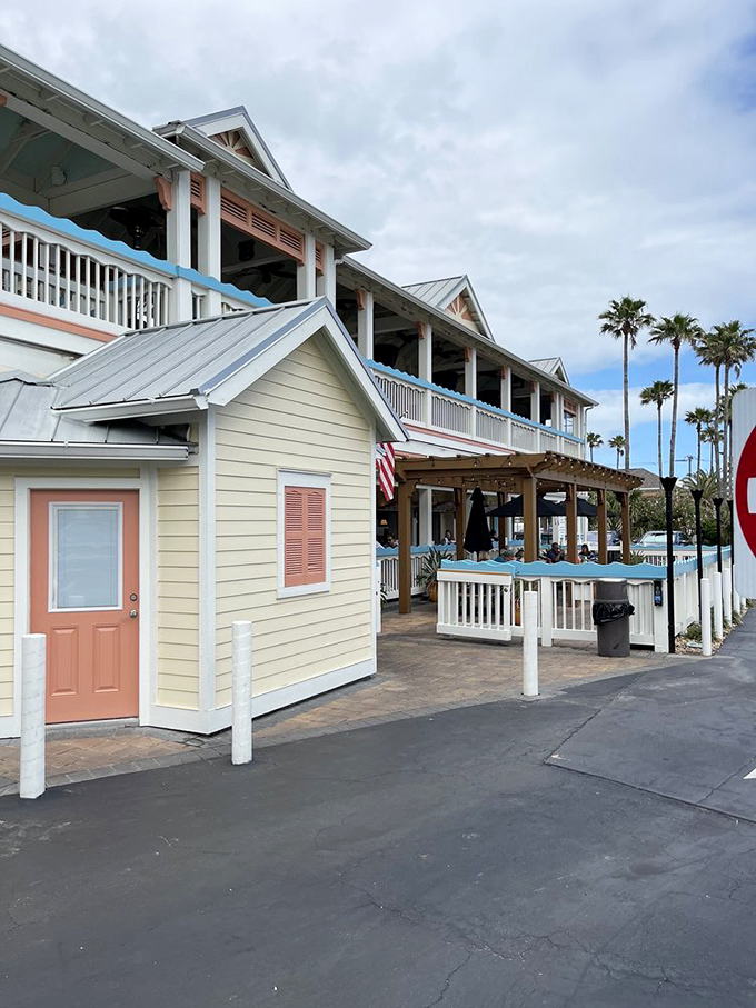 Coastal charm personified. This exterior view is like a postcard come to life – but with better food waiting inside.