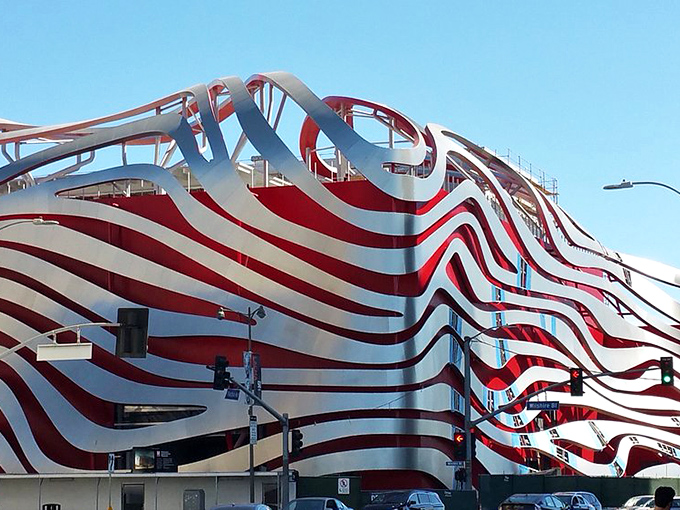 The museum's exterior: where architecture meets modern art. It's like Frank Gehry and Hot Wheels had a beautiful, mind-bending baby.