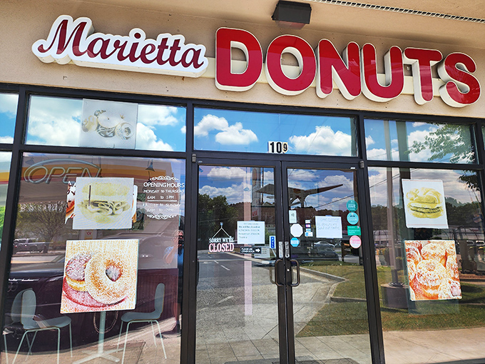 Marietta Donuts: where clouds and donuts collide in sugary harmony. Your diet's kryptonite has never looked so inviting!