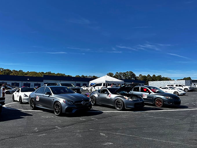 "Parking lot or impromptu car show? These rides are so sleek, they make my minivan feel like a covered wagon."