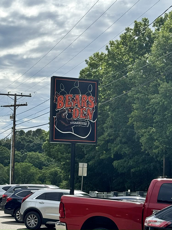Follow the sign to flavor town! The Bear's Den Steakhouse: where appetite meets adventure.