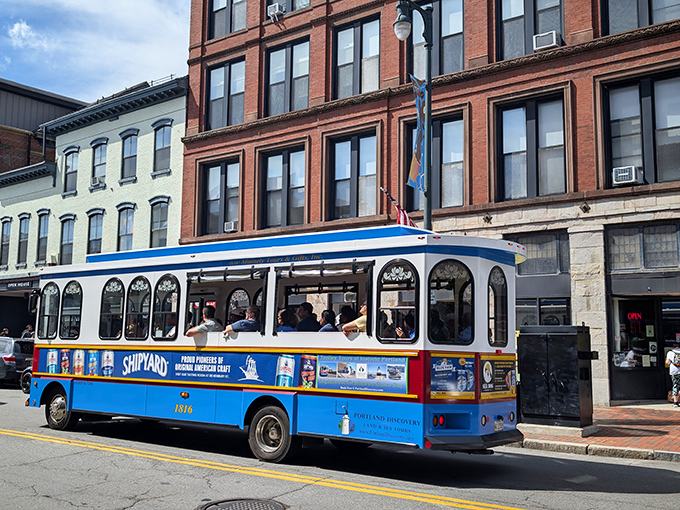 All aboard the quirk express! This trolley might not take you to Strange Maine, but it'll show you the sights of Portland along the way.