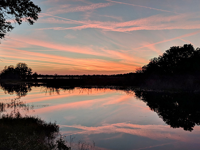 Nature's own light show! This stunning sunset over the lake proves that Florida knows how to end a day with a bang, no fireworks necessary.