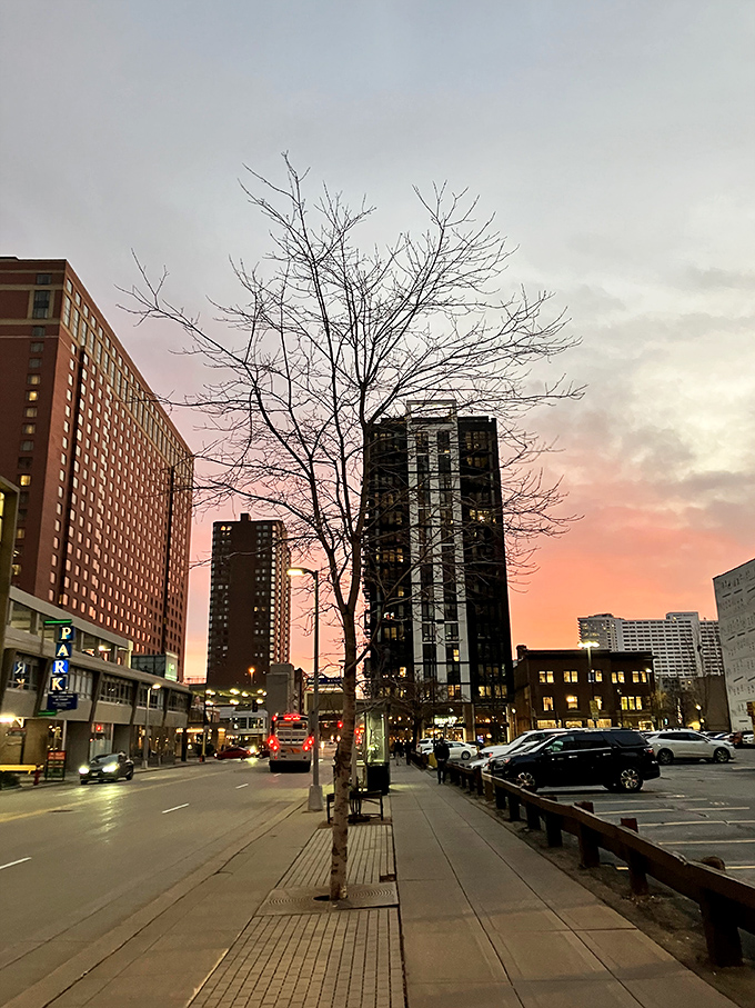 As the sun sets, the Music Wall takes center stage. Who needs a concert hall when you've got this urban amphitheater?
