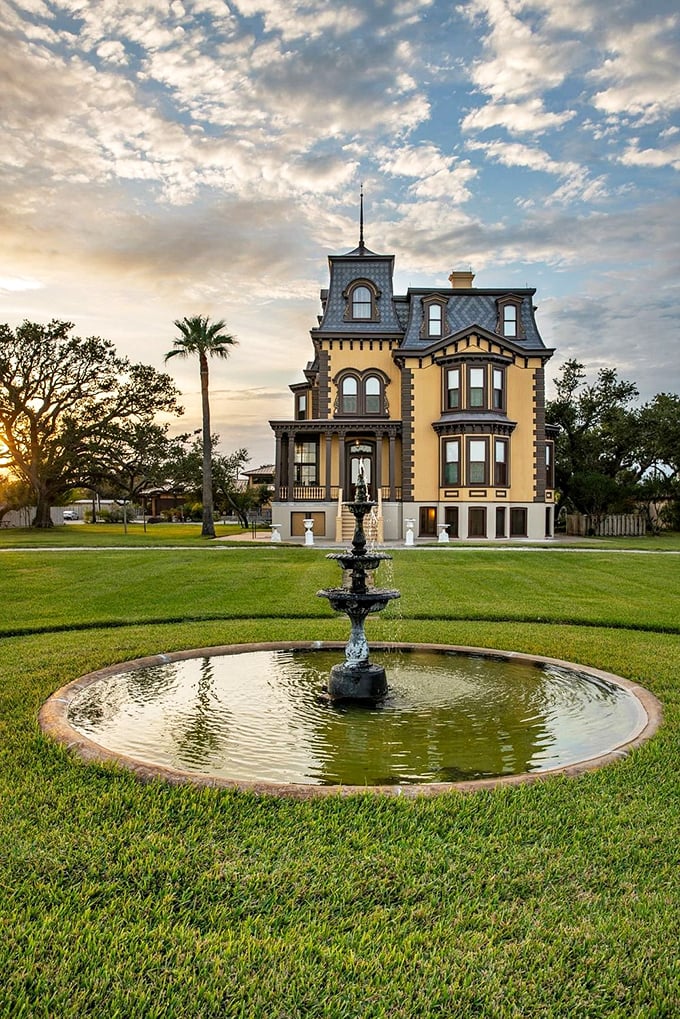Sunset goals, anyone? The Fulton Mansion knows how to dress up for golden hour. It's like Mother Nature's own Instagram filter!