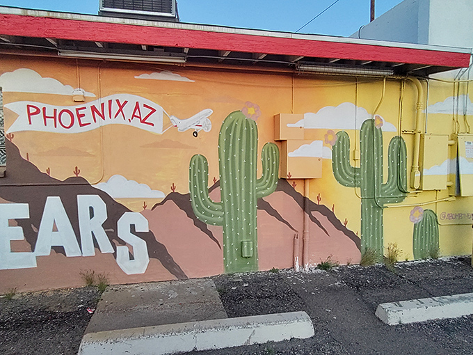 A mural that captures the spirit of Phoenix and BBQ &ndash; because nothing says "desert oasis" quite like slow-cooked meats!