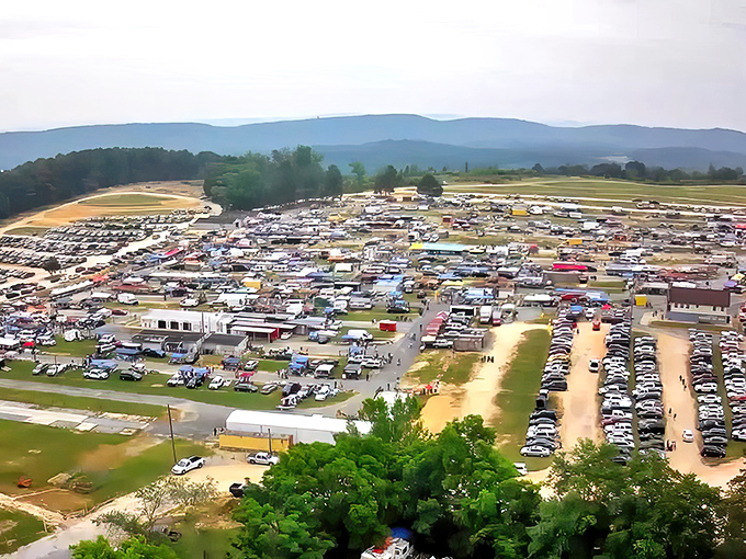 Flea market metropolis! From this bird's eye view, it's clear that one person's trash becomes an entire community's treasure trove.