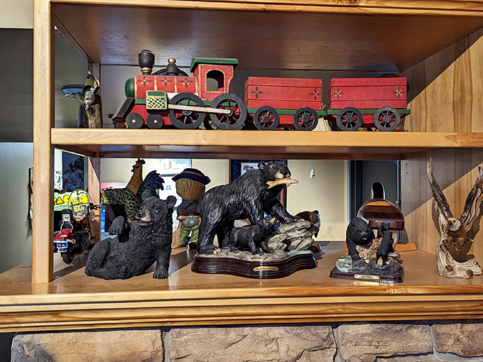 All aboard the flavor express! These charming figurines hint at the treasures waiting to be discovered inside The Brass Rail.